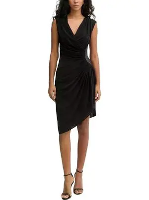 Karl Lagerfeld Wrap-detail Midi Dress - Black