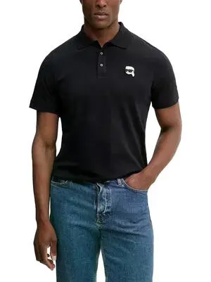 Karl Lagerfeld Logo Polo Shirt - Black