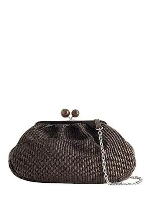 Max Mara Fortuna Woven Raffia Crossbody Bag - Dark Brown