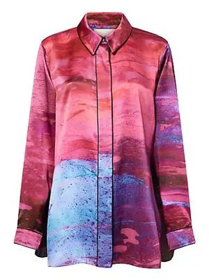 ROKSANDA Leonara Printed Silk Shirt Brush Cassis Fushcia