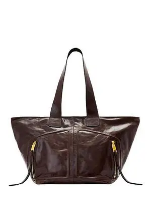 ALLSAINTS Jean Rey Leather Tote Bag - Cognac Brown