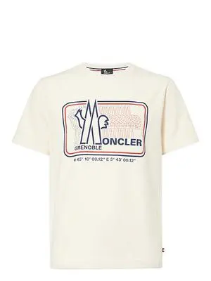 Moncler Graphic-print Crew-neck Cotton-jersey T-shirt - Natural