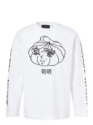 Simone Rocha Dim Sum Graphic-print Cotton T-shirt - White/black