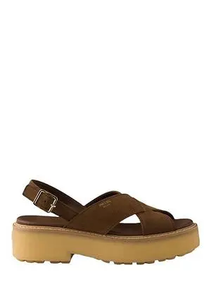 Prada Criss-cross Suede Sandals - Brown