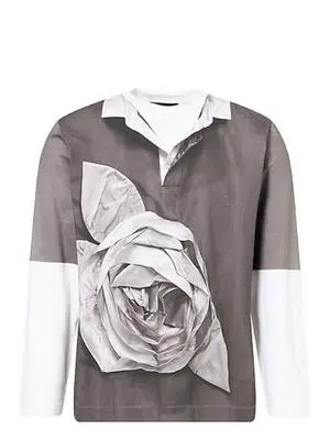 Simone Rocha Rose Rugby Graphic-print Cotton T-shirt - White