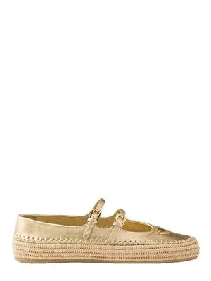 Prada Leather Ballerina Flats - Gold/silver