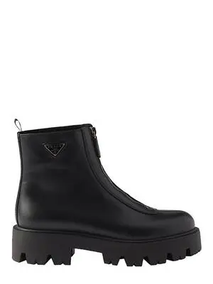 Prada Leather Ankle Boots - Black