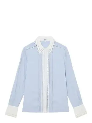 REISS Luma Tipped Long-sleeve Shirt - Blue Ivory