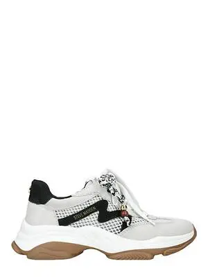 Steve Madden Maxfield Suede And Mesh Trainers - Cream Comb