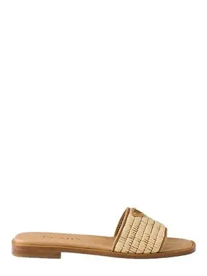 Prada Crochet Leather Slides - Neutral