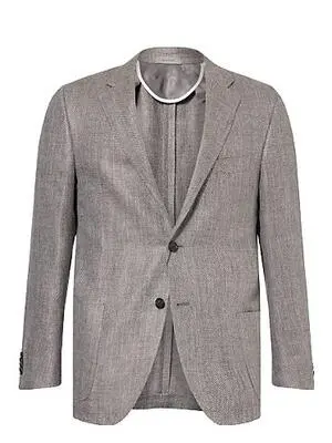 Corneliani Herringbone Notch-lapel Linen-and-wool Jacket - Natural / Beige