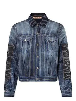 Acne Studios Rye U Patchwork Pinstripe Denim Jacket - Blue/black