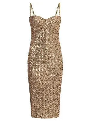 NADINE MERABI Nina Sequinned Midi Dress - Metallic