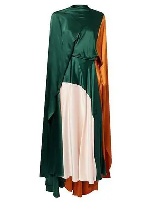 ROKSANDA Andromeda Caped-sleeve Silk Maxi Dress - Forest Cinnamon Rose