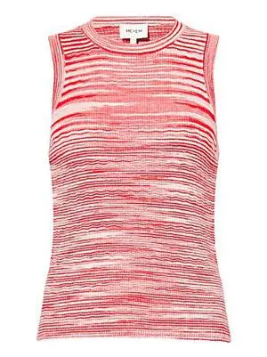 ME+EM Space-dye Ribbed Cotton And Cashmere-blend Vest Top - Rose Petal Red Multi