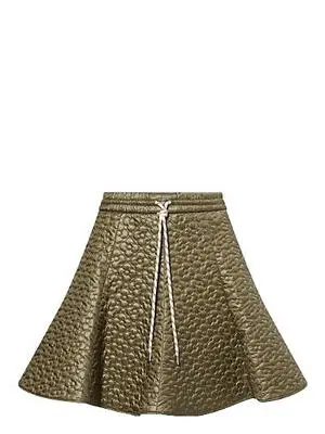 Moncler Floral-quilted Shell Drawstring Mini Skirt - Olive
