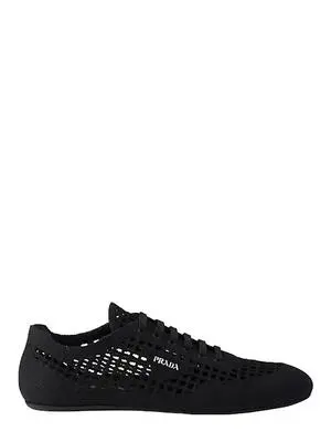 Prada Crochet Laced Trainers - Black