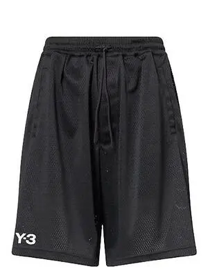 Y3 Logo-print Perforated Woven Shorts - Black