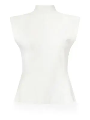 Veronica Beard Sleeveless Knitted Peplum Top - Off White