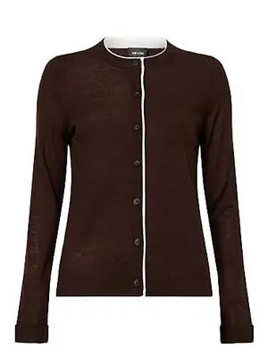ME+EM Slim-fit Merino-wool And Cashmere-blend Cardigan - Warm Chocolate/soft