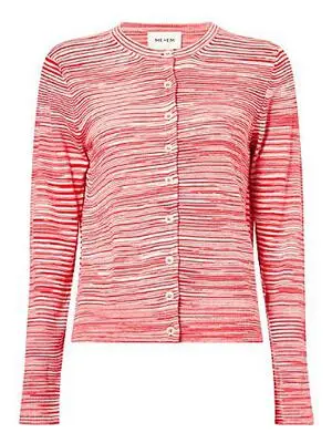 ME+EM Space-dye Slim-fit Cotton And Cashmere-blend Cardigan - Rose Petal Red Multi