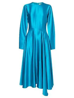 ROKSANDA Yelin Long-sleeve Silk Midi Dress - Azure
