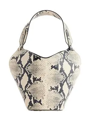 Khaite Lotus Mini Python-embossed Leather Tote Bag - Natural
