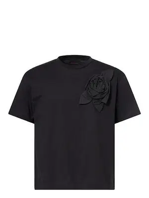 Simone Rocha Pressed Rosette Cotton T-shirt - Black