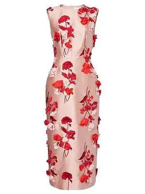 Erdem Floral-appliquéd Sleeveless Woven Midi Dress - Blush