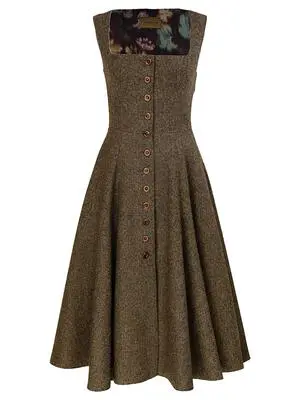 Lena Hoschek Courage Virgin Wool Midi Dress - Brown