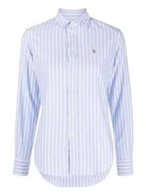Polo Ralph Lauren Oxford Long Sleeve Button Front Shirt - Hib/white