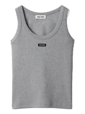 Miu Miu Ribbed Jersey Tank Top - Grey