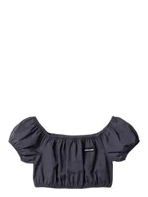 Miu Miu Poplin Crop Top - Smoky Gray