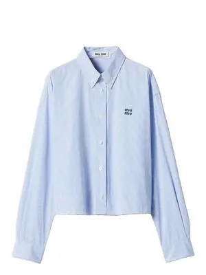 Miu Miu Micro Pinstripe Poplin Shirt - White/light Blue