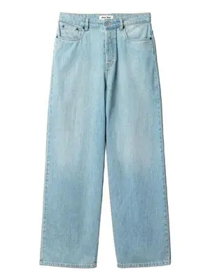 Miu Miu Loose Fit Stonewashed Denim Jeans - Sapphire Blue