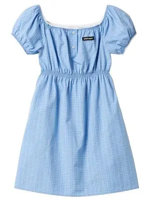 Miu Miu Checked Poplin Mini-dress - Light Blue