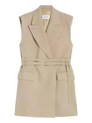 Sportmax Belted Sleeveless Jacket - Neutrals