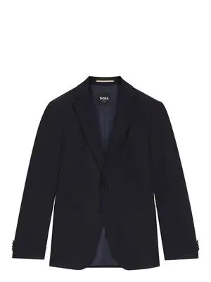 BOSS Patterned Regular-fit Jacket In Virgin Wool - Dark Blue