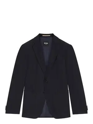 BOSS Patterned Regular-fit Jacket In Virgin Wool - Dark Blue