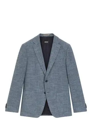 BOSS Patterned Regular-fit Jacket In A Cotton Blend - Dark Blue