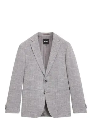 BOSS Patterned Regular-fit Jacket In A Cotton Blend Silver