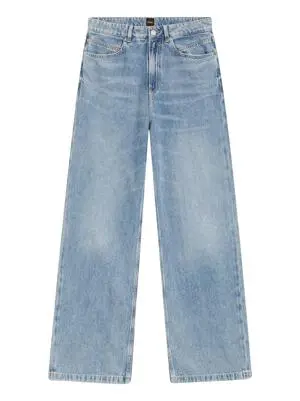 BOSS Wide-leg Rigid Denim Jeans - Blue