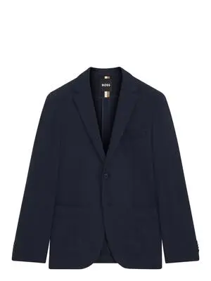 BOSS Herringbone Regular-fit Jacket In A Cotton Blend - Dark Blue