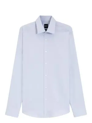 BOSS Easy-iron Regular-fit Shirt In Stretch-cotton Dobby - Light Blue