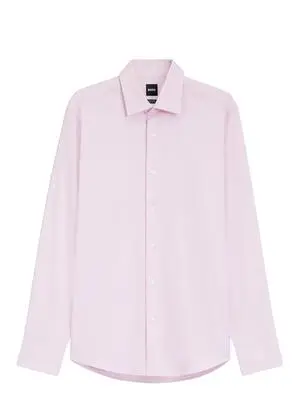 BOSS Easy-iron Regular-fit Shirt In Stretch-cotton Dobby Pink