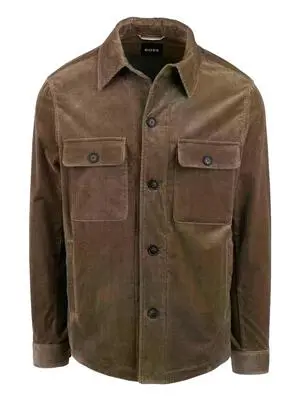 BOSS Chest-pocket Corduroy-effect Overshirt - Brown