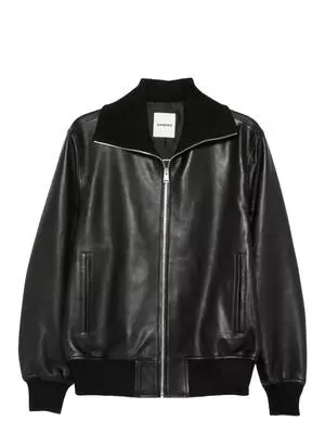 Sandro Zip-up Leather Jacket - Black