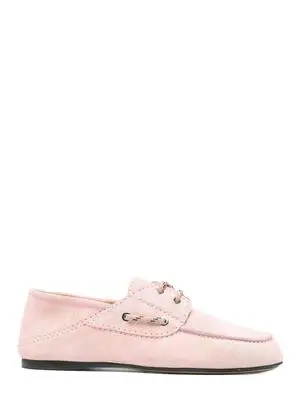Sandro Suede Boat Shoe Loafers - Pink