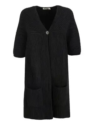 JIL SANDER Short-sleeve Cashmere Cardigan Coat - Black
