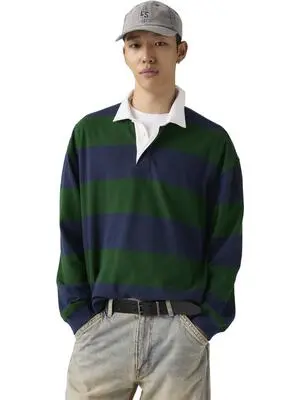 LEVI'S Hudson Boxy Rugby Shirt - Ronan Stripe Navy Blazer